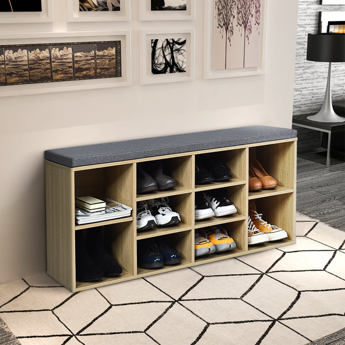 Free Shipping! Giantex Shoe Storage Bench with Cushion, Entryway Shoe ...