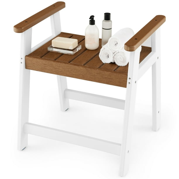 Giantex Shower Chair Bench, Waterproof HDPE Shower Stool w/Anti-Slip ...