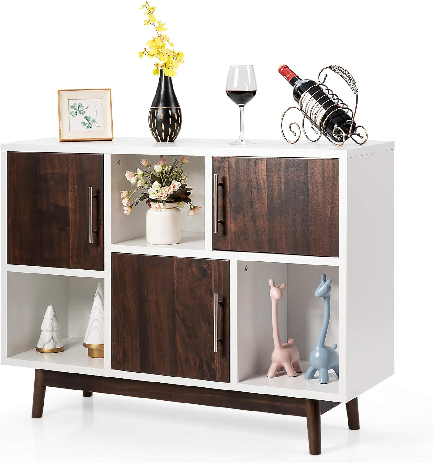 Giantex Sideboard Storage Cabinet W/Storage Compartments, Doors and ...