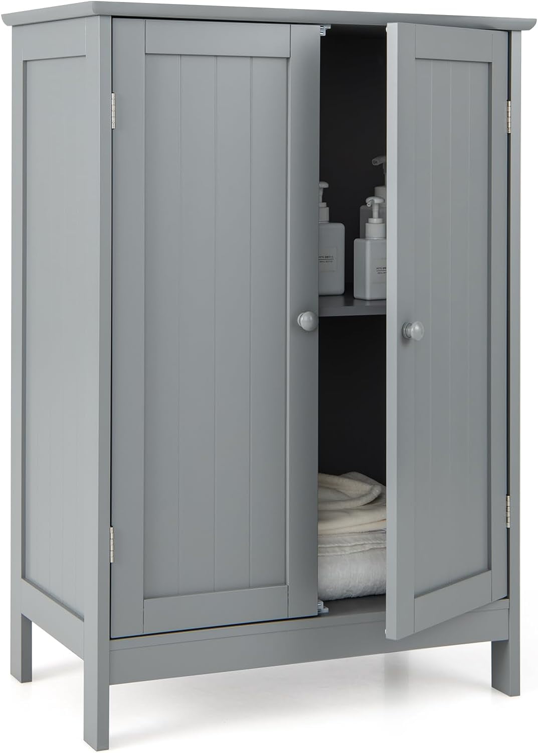 Giantex Storage Cabinet with Doors and Shelves - Freestanding Storage ...