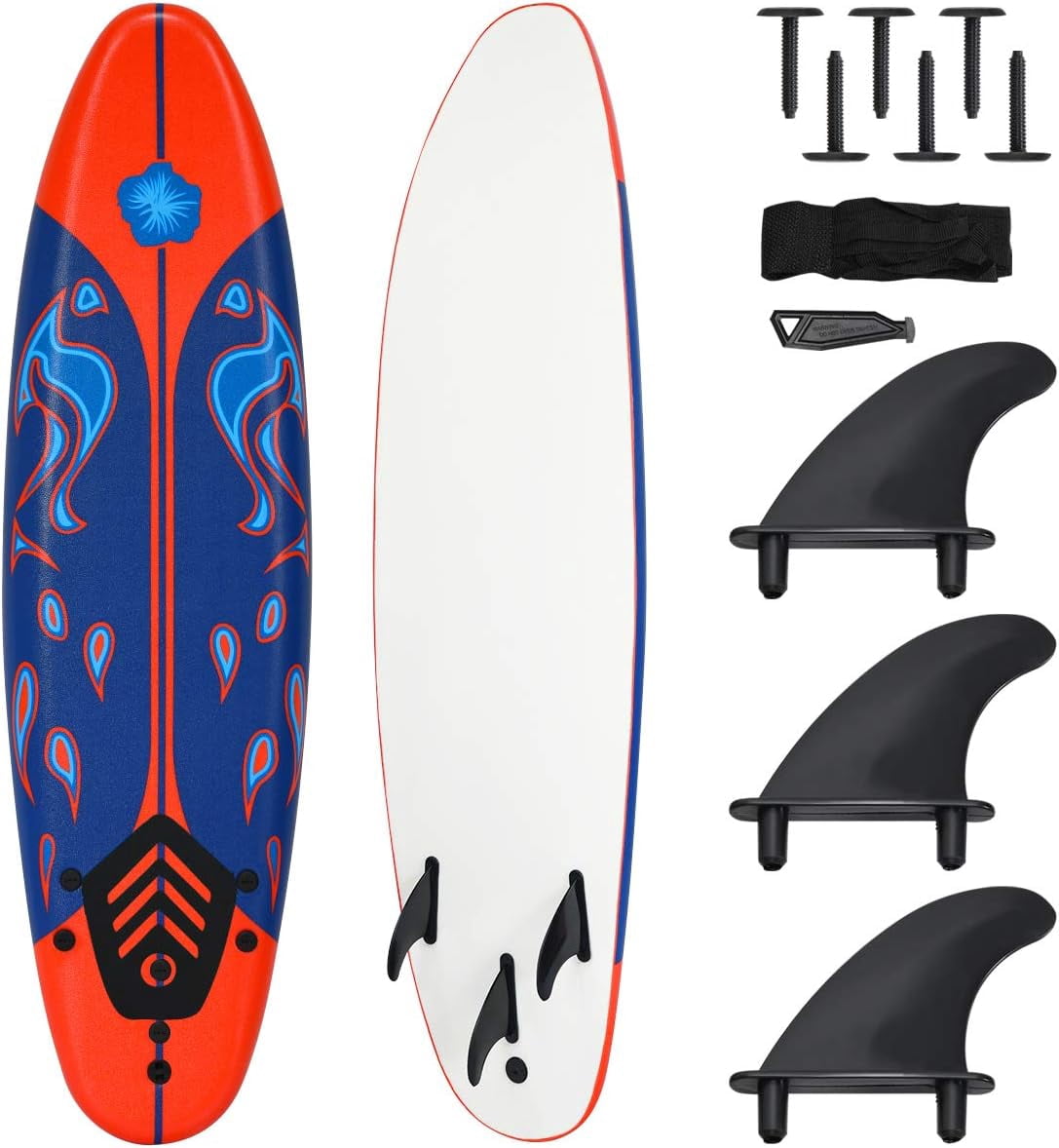 Giantex Surfboard, 6 Ft Stand Up Surfing Board with 3 Detachable Fins ...