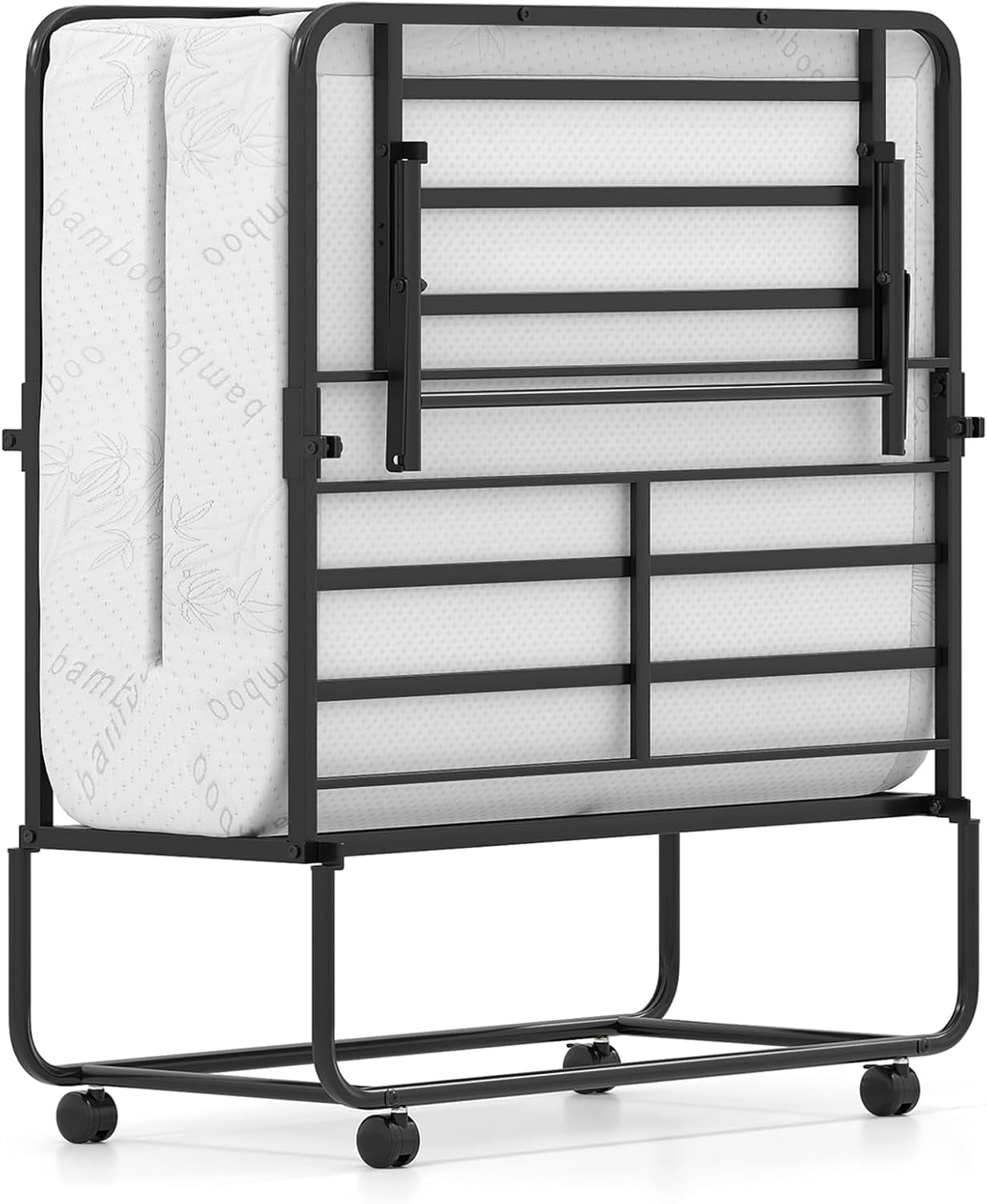 Giantex Twin Folding Bed Frame with Mattress, 75" x 38" Portable ...