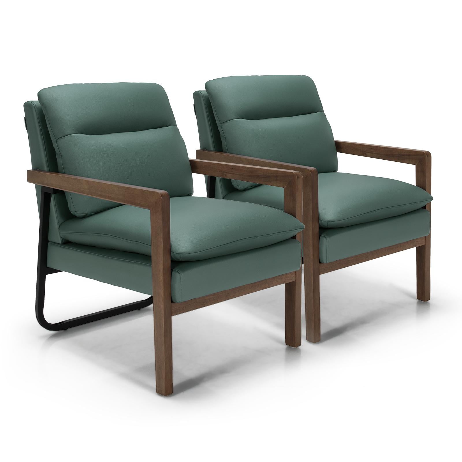 Giantex Upholstered Accent Chair, Modern Faux Leather Armchair ...