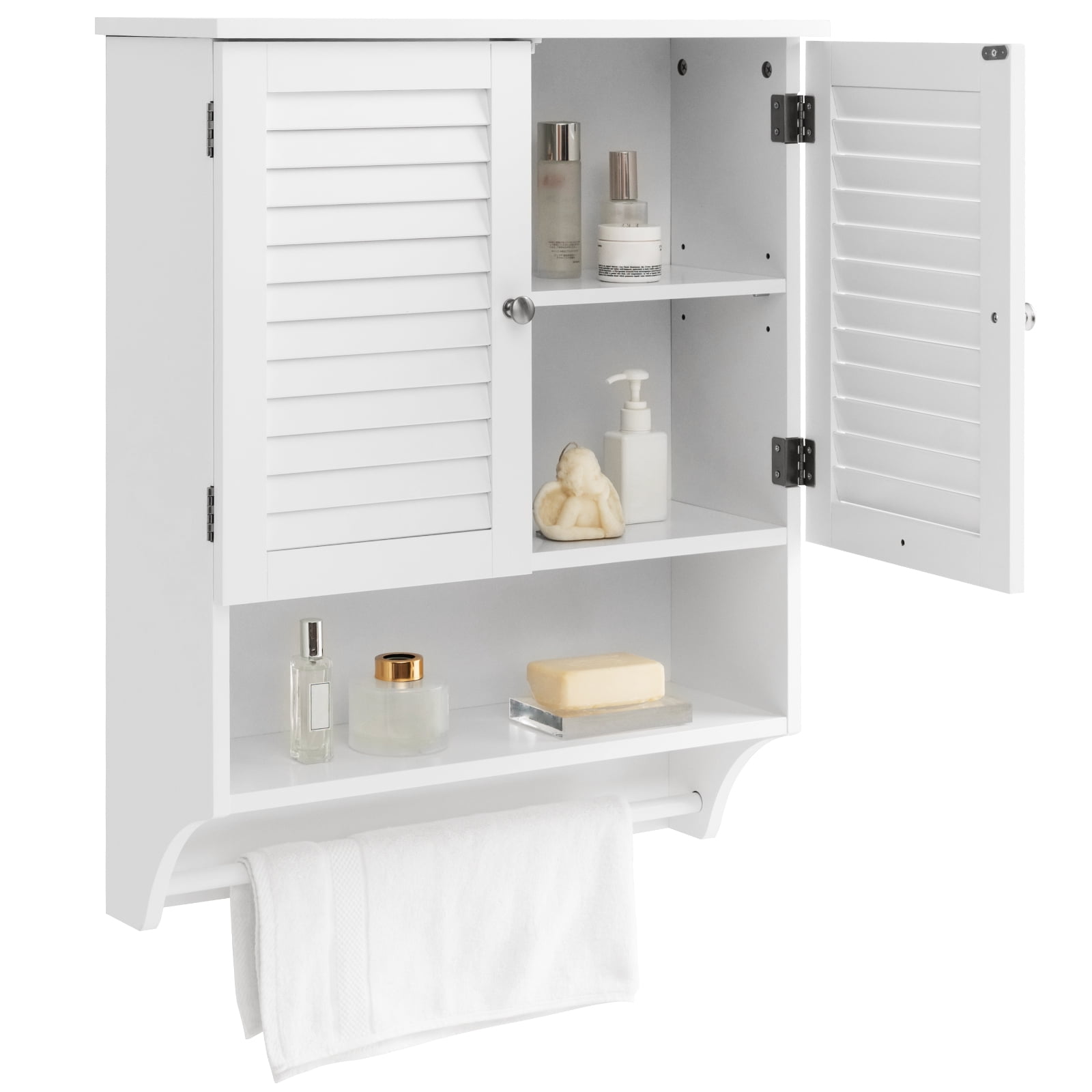 Giantex Wall Mounted Bathroom Cabinet w/Bar, Medicine Cabinet w/Double ...