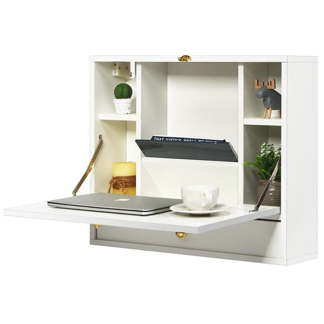 Giantex Wall Mounted Desk, Multi-Function Floating Desk w/Storage ...
