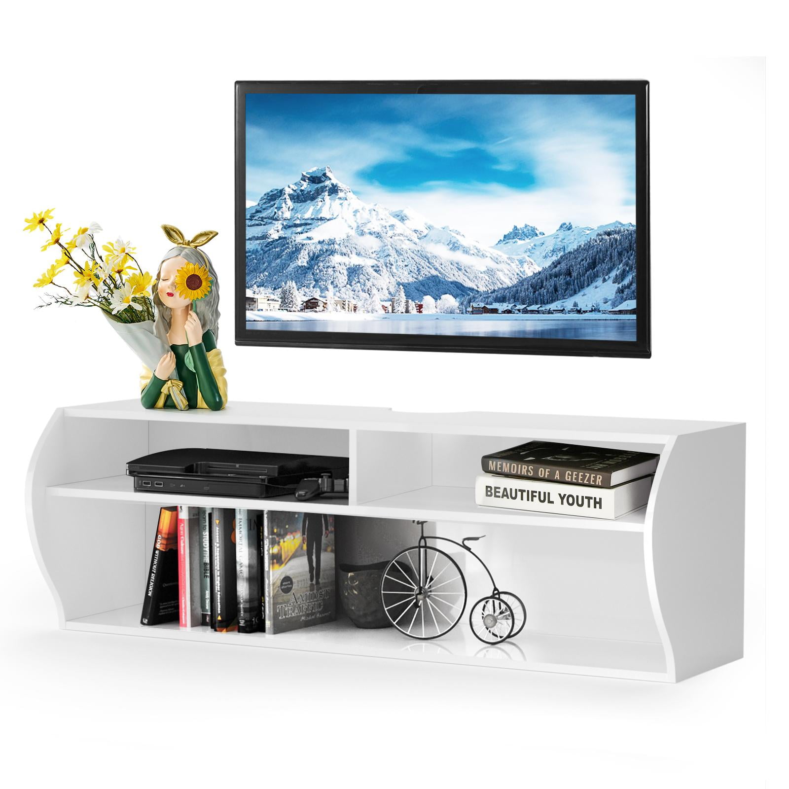 Giantex Wall Mounted TV Console, Modern Floating TV Cabinet w/2-Layer ...