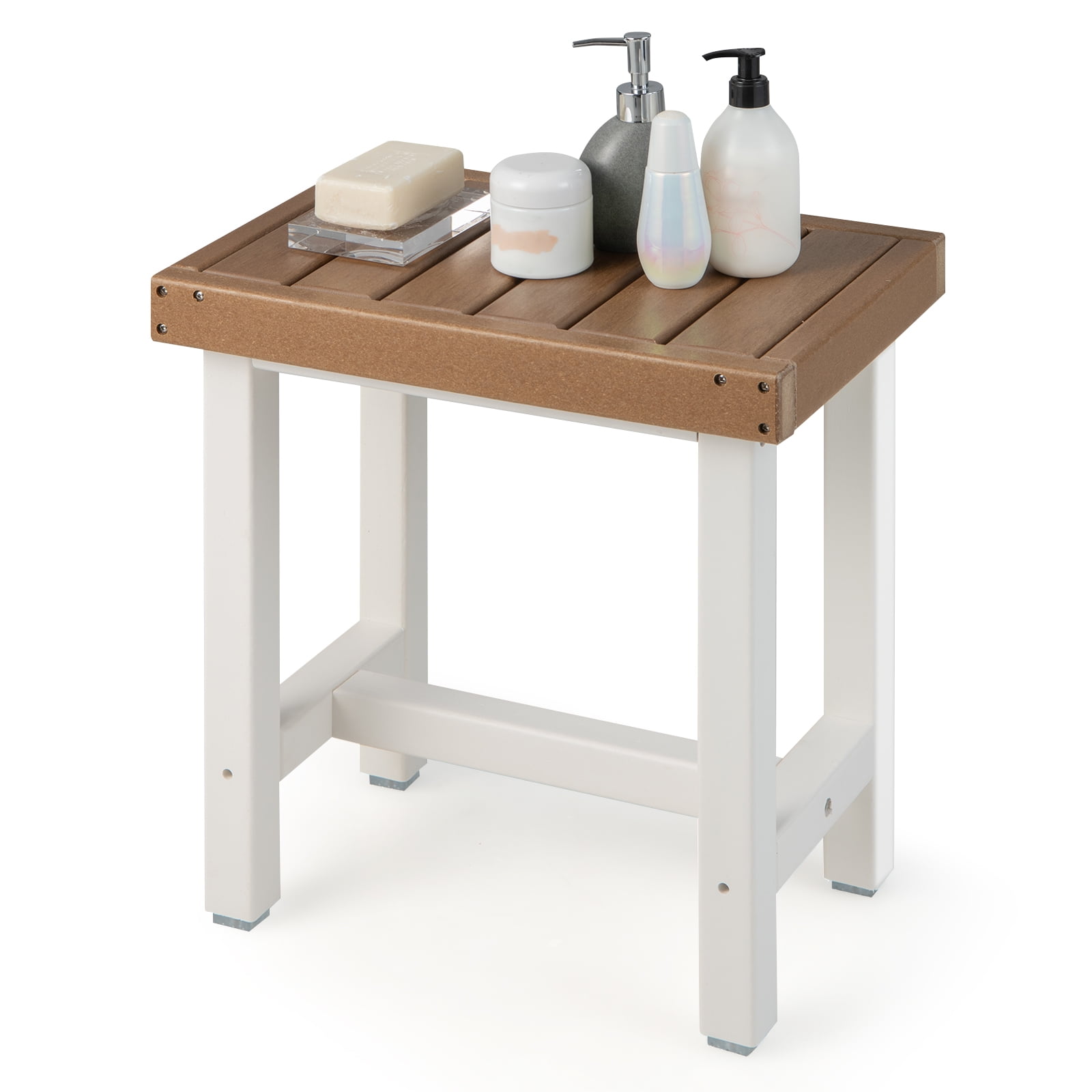 Giantex Waterproof Shower Bench, HDPE Inside Shower Seat for Bath Spa ...