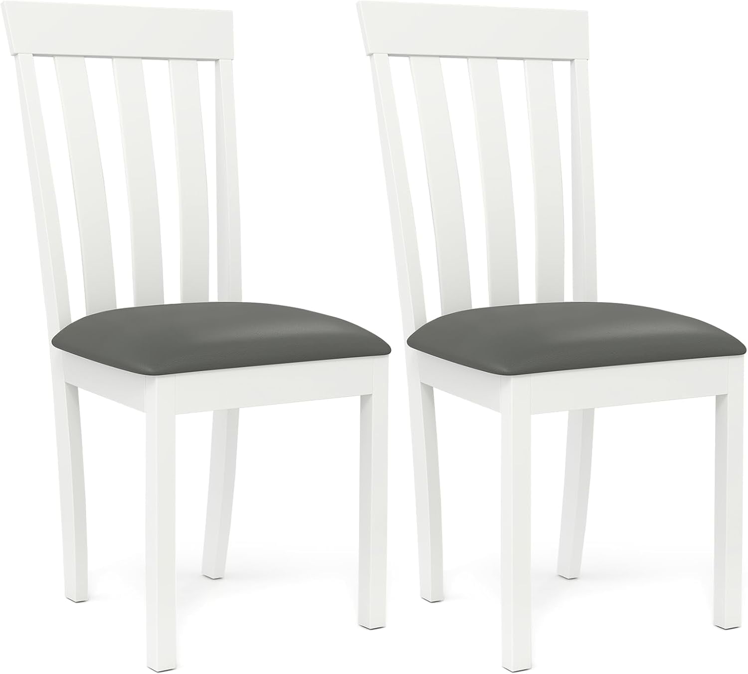 Giantex Wood Dining Chair Set of 2, Upholstered Wooden Kitchen Chairs with Padded Seat & Rubber ...