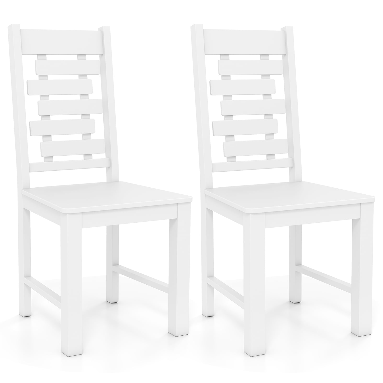 Giantex Wood Dining Chair Set of 2, 100% Solid Rubber Wood Kitchen ...