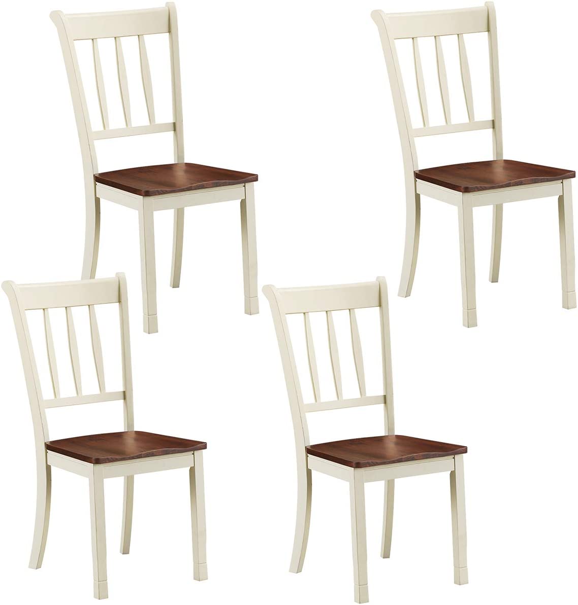 Giantex Wood Dining Chairs Set of 2, Armless Kitchen Chairs w/Solid ...