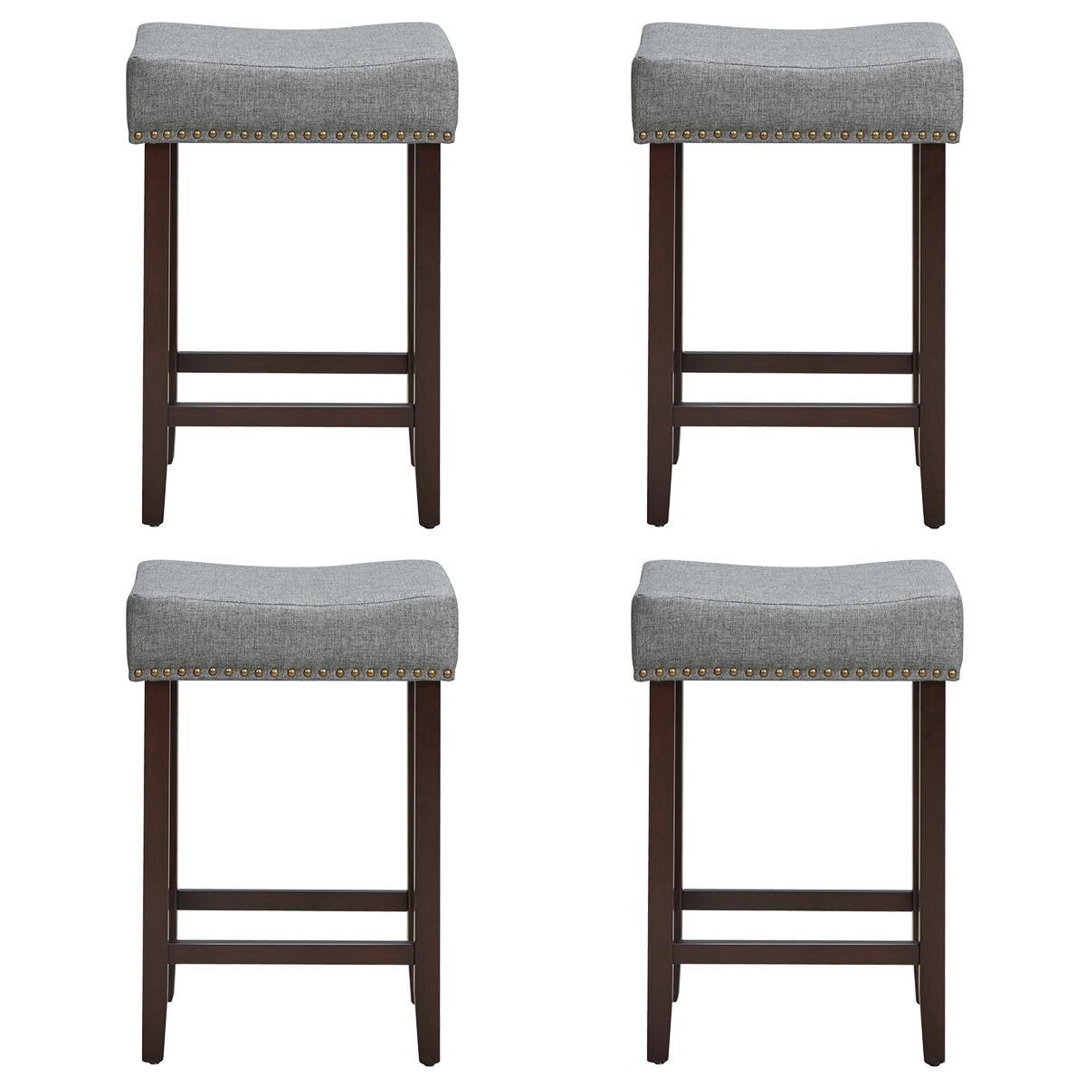 Giantex Wood Saddle Stools, Dining Chair w/Upholstered Cushion for ...