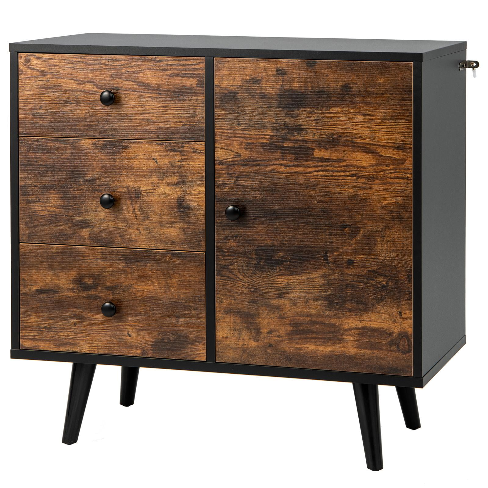 Giantex Wood Storage Cabinet, Buffet Sideboard W/Adjustable Shelf, Mid ...