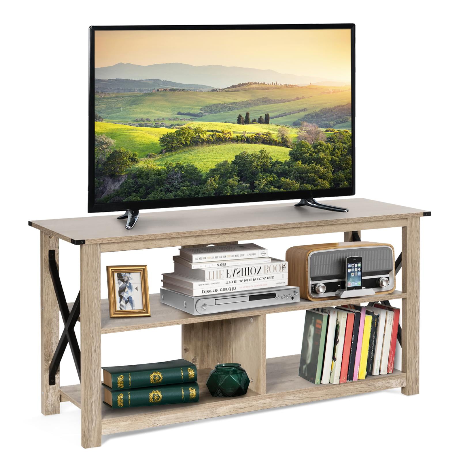 Giantex Wood TV Stands Tables, Storage Entertainment Center, Media ...