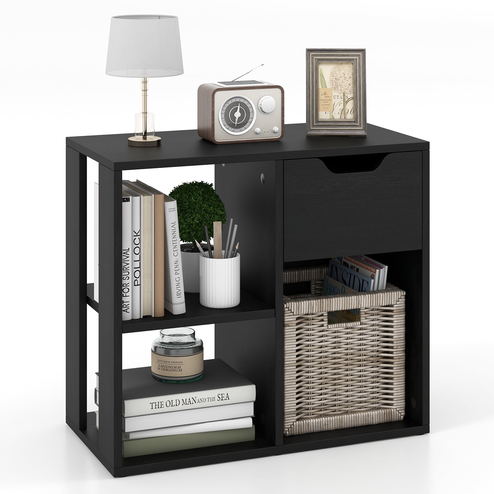 Giantex Wooden End Table, Sofa Side Table w/Drawer, Small Bedside Table ...