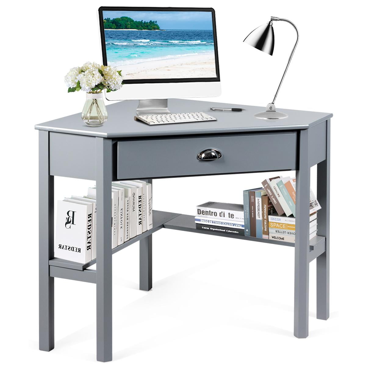Giantex Writing & Study Corner Computer Desk, Laptop PC Table, Wood ...