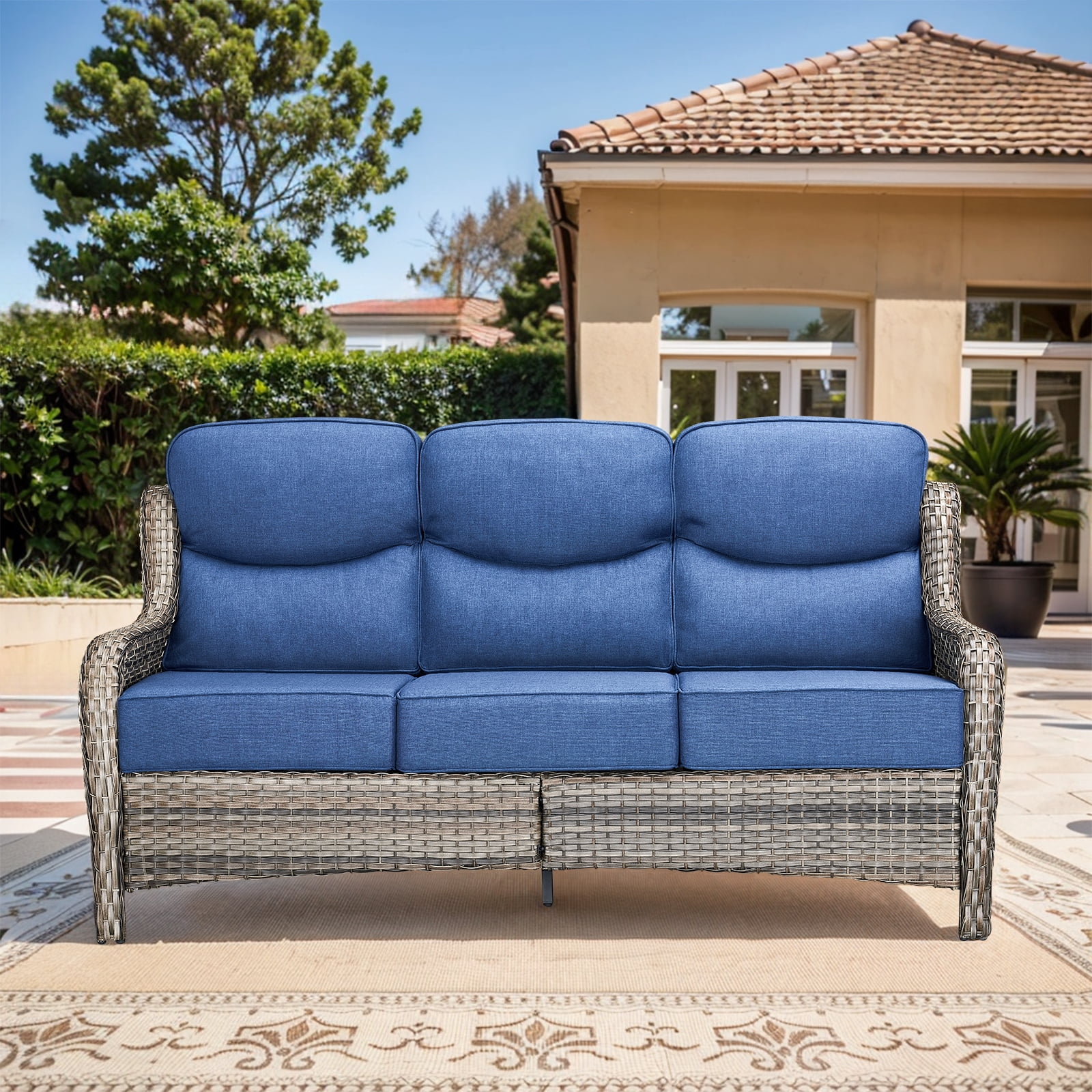 Giantfurnni Luxury Outdoor Furniture High Back Patio Sofa, Oversized 3 ...