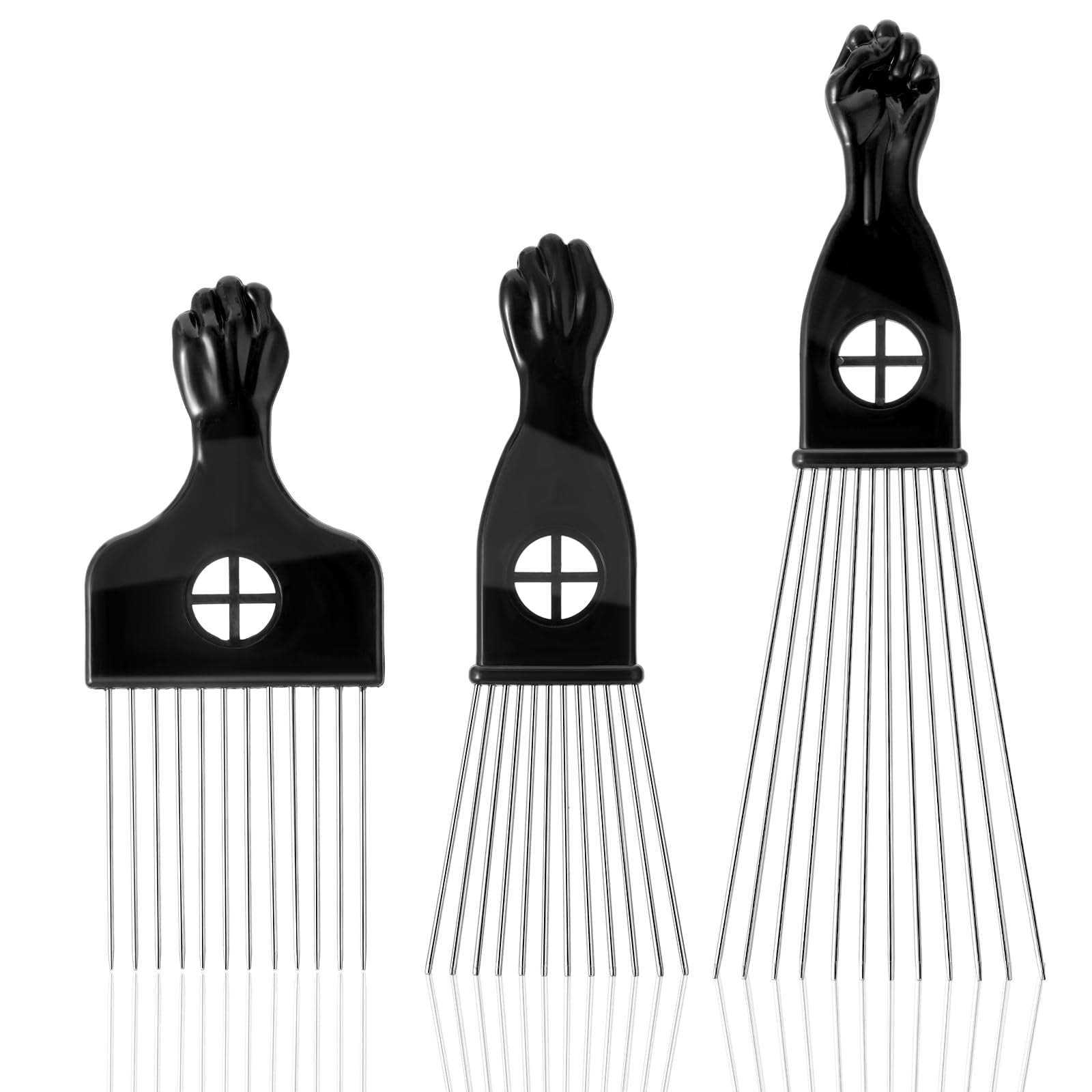 Giantree 3 Pack Afro Hair Picks, Fist Design Wide Tooth Afro Pick Hair ...