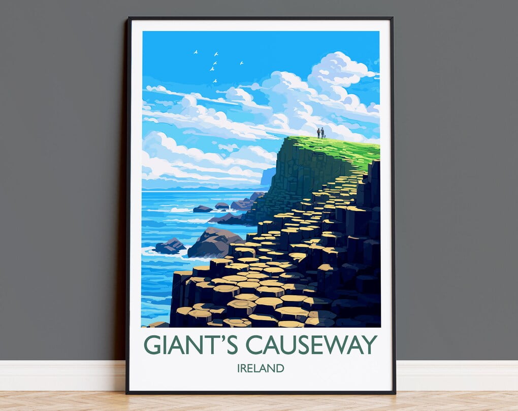 Giants Causeway Travel Print, Travel Poster Of Giants Causeway, Ireland ...