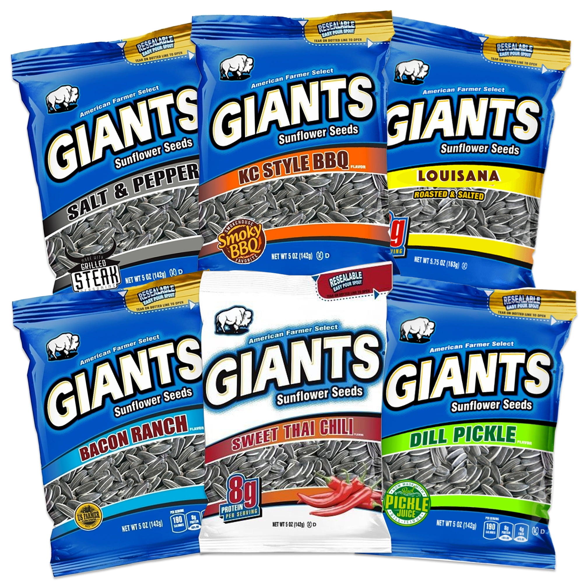 Giants Sunflower Seeds Variety Pack of 6 x 5 ounce Bags - Walmart.com