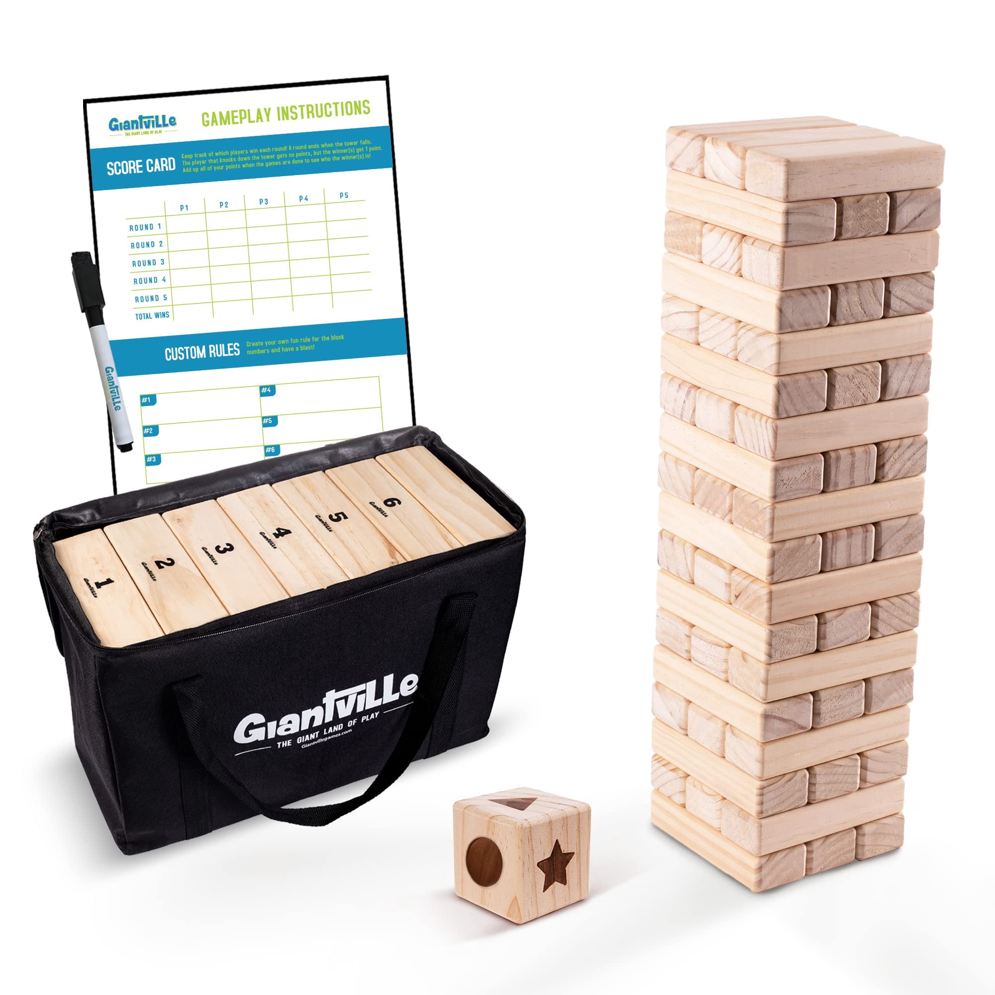 Giantville Giant Tumbling Timber STF9 Toy - Premium Pine Wood Blocks ...