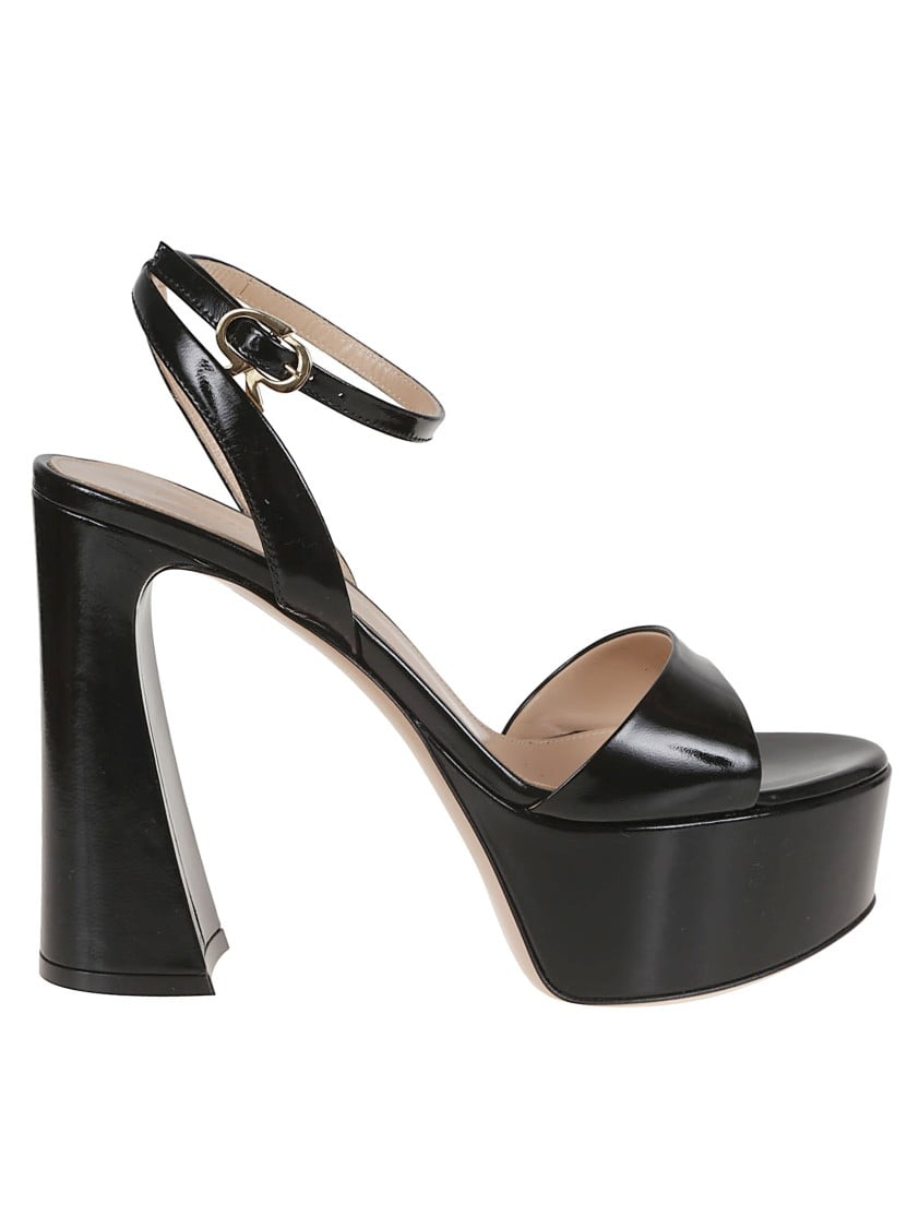 Gianvito Rossi Nancy Sandals With Sculptural Heel Black (Women's ...