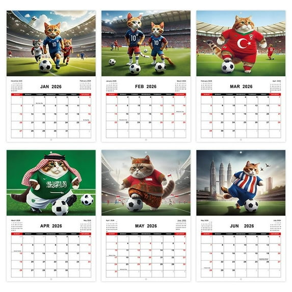Giaone 2026 Funny Soccer Cat Wall Calendar, 2026 Soccer Cat Lover's ...