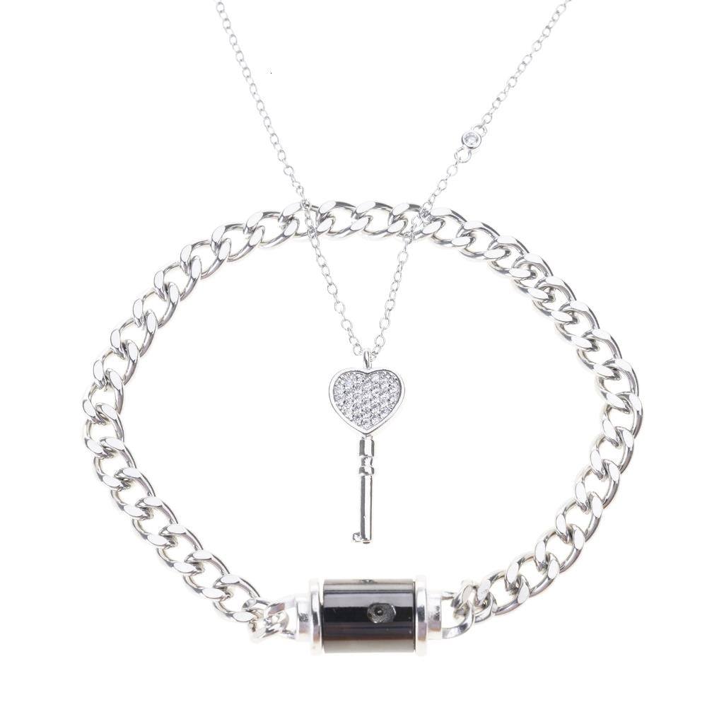 Giaone 2pcs Couple Stainless Steel Heart Key Pendant Necklace Lock ...