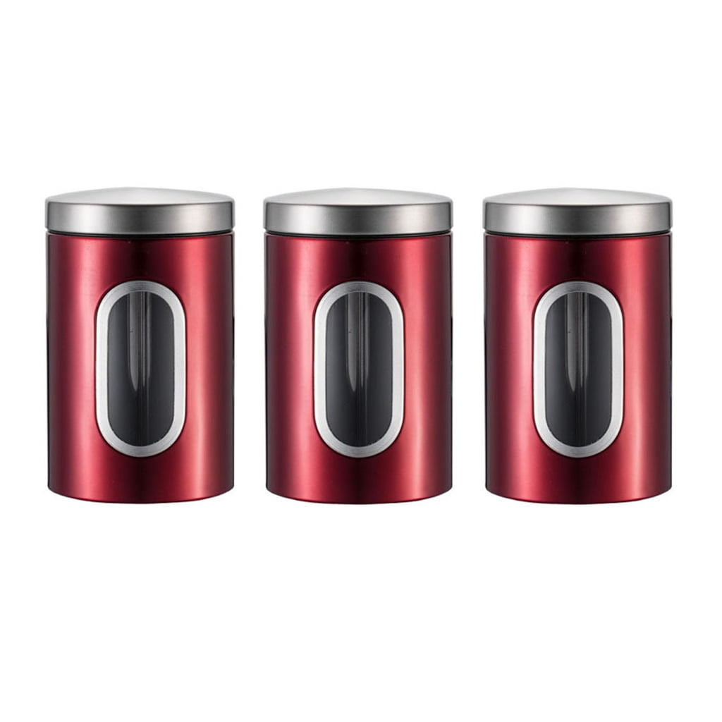 Giaone 3 Pieces Elegant Modern Chrome Kitchen Canister with Clear ...
