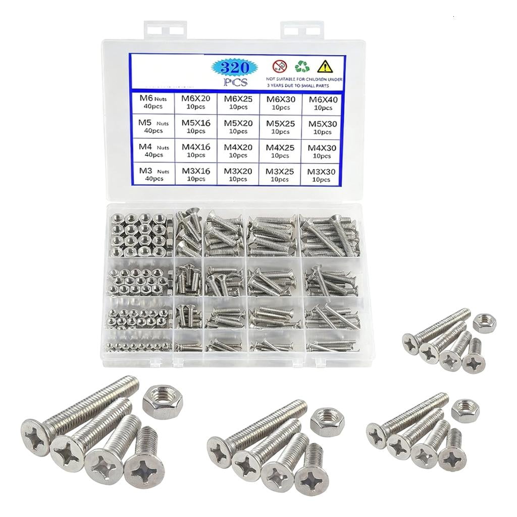 Giaone 320pack 304 Stainless Steel Nuts Bolts with Storage Case ...