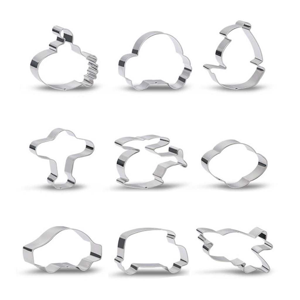 Giaone 3D Biscuit Cutter Set Vehicle Shapes Cookie Cutters Stainless ...