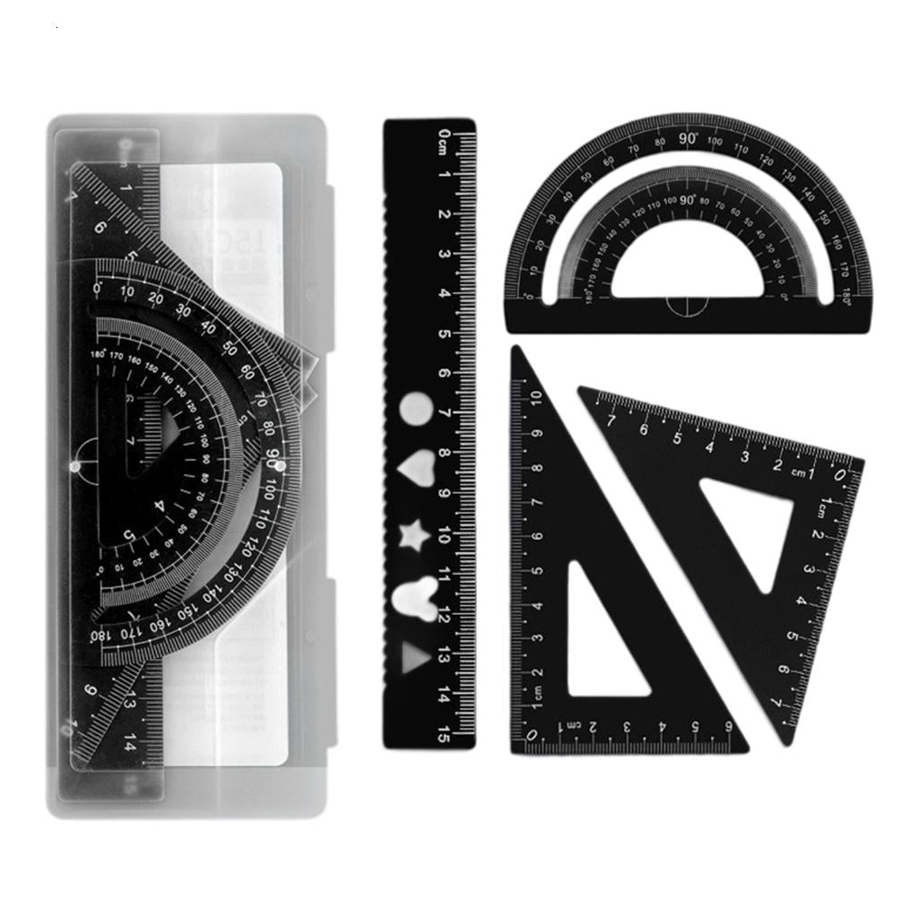 Giaone 4 Pcs Geometry Ruler Set Math Protractor Triangle Ruler Set for ...