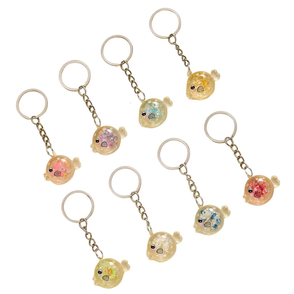 Giaone 8Pcs Glowing In The Dark Puffer Fish Keychain Set Soft and Cute ...