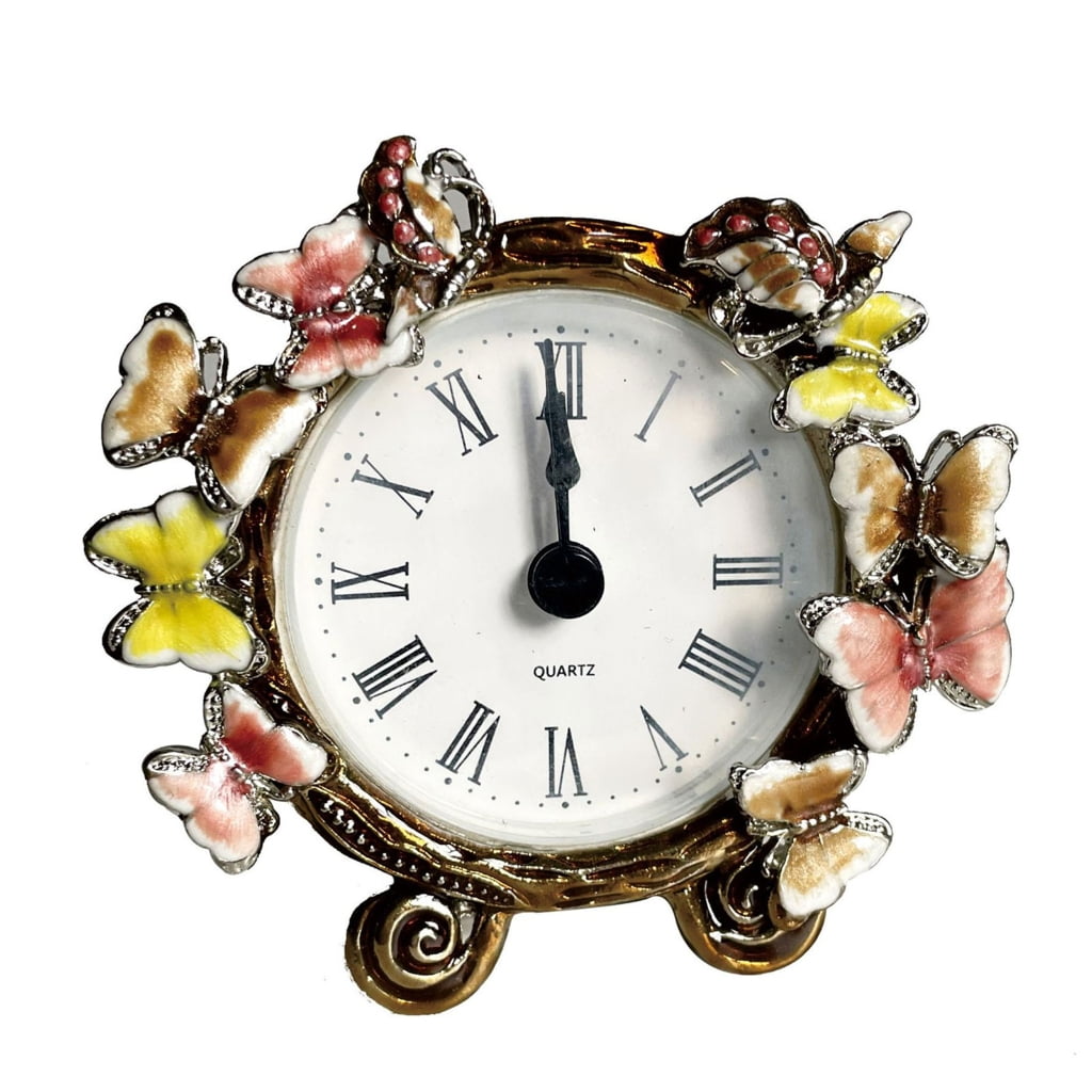 Giaone Antique Type Enamel Table Clock, Quiet Movement Desk Clock for ...