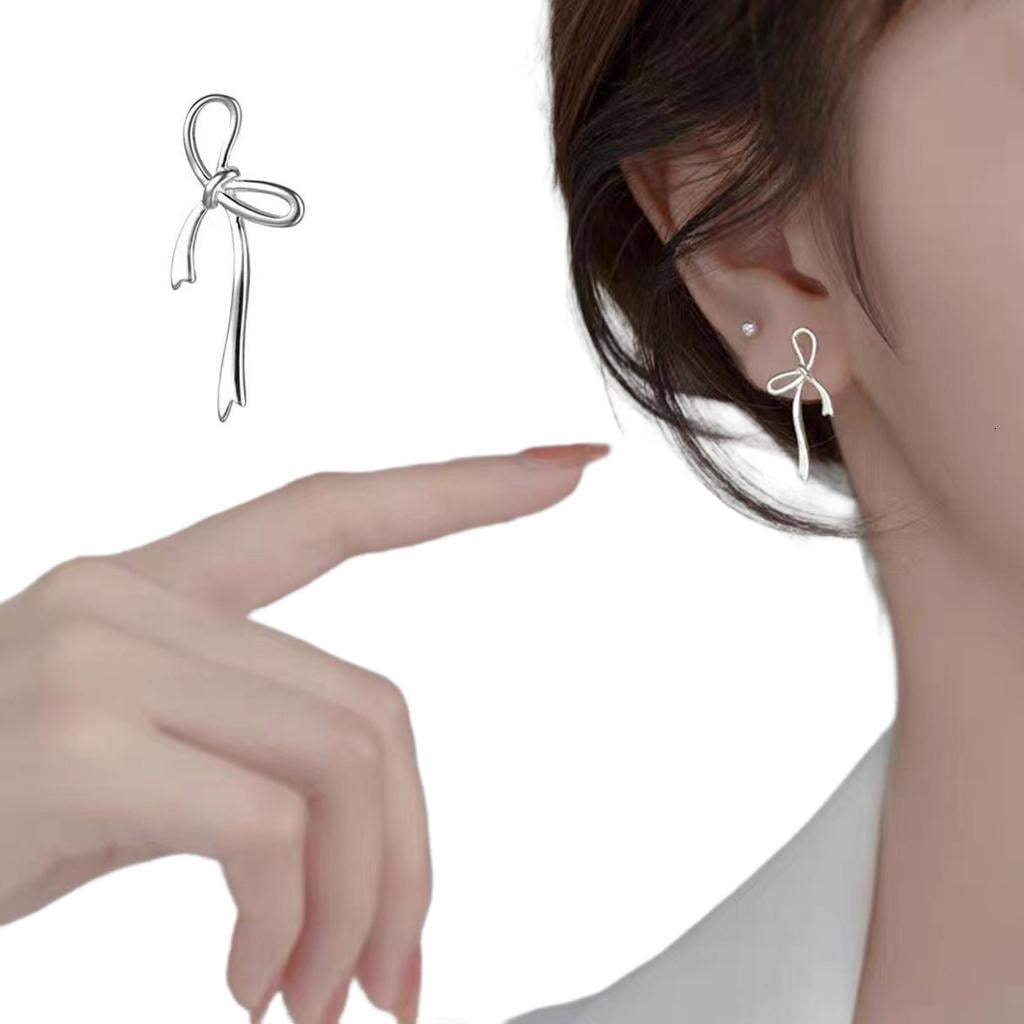 Giaone Bowknot Drop Earrings Female Temperament Hollow Ribbon Bow Ear ...