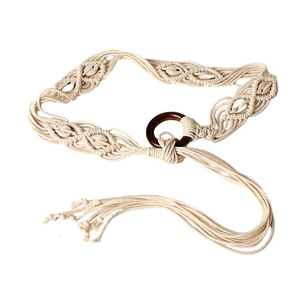 Giaone Braided Waist Rope Summer Female Waist Belt Beads Decors ...