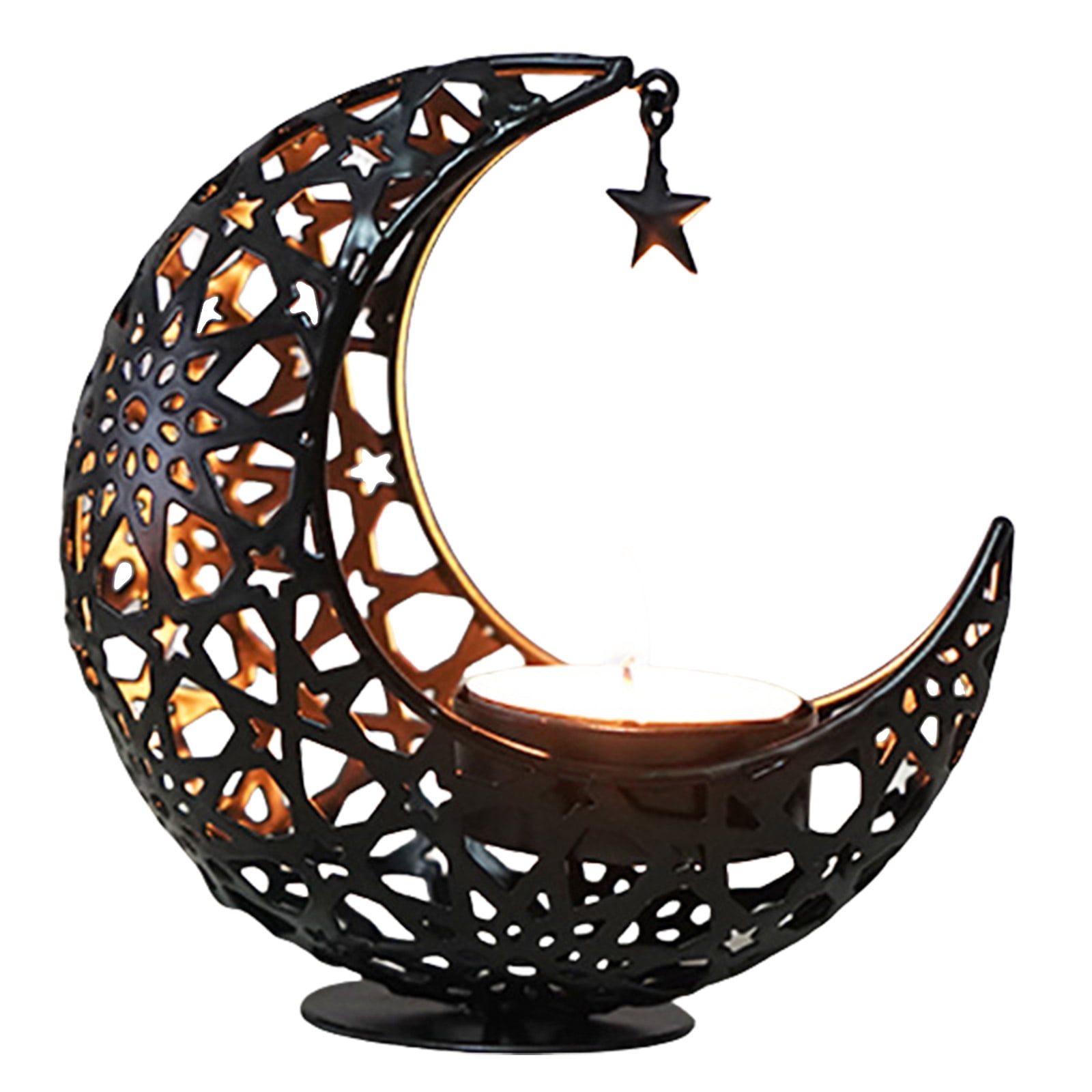 Giaone Crystal Pillar Candle Holder Moon Shapeds Metal Candle Holder ...