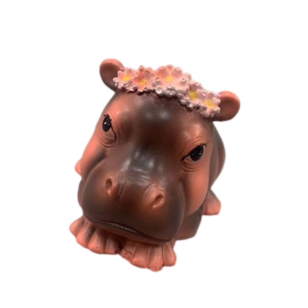 Giaone Cute Decorative Hippo Baby Statue Resins Pygmy Hippo Figurine ...