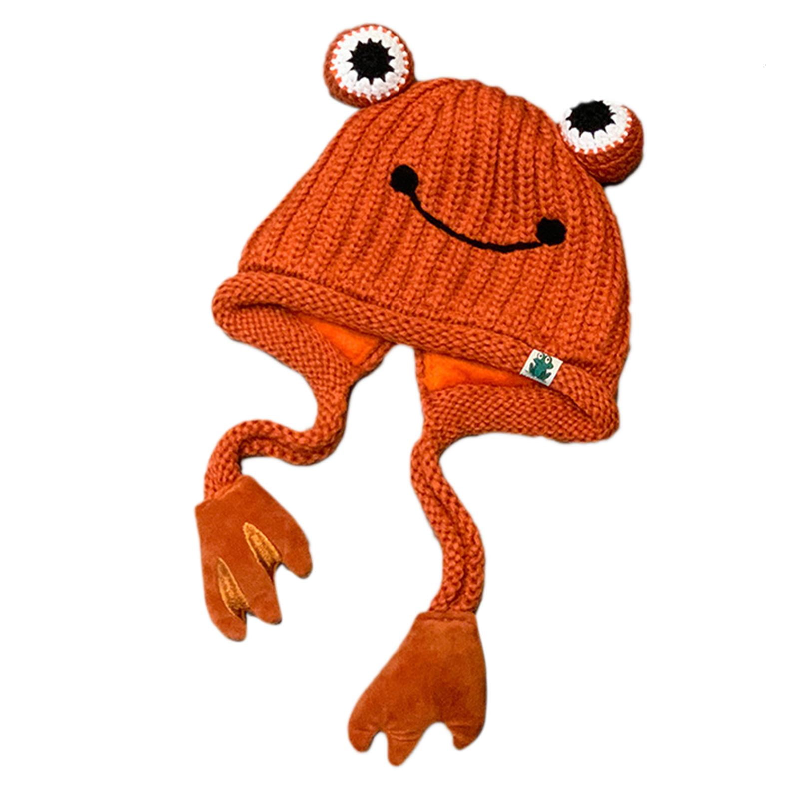 Giaone Cute for Frog Knitted Hat with for Frog Paws Cold Hat Ear for ...