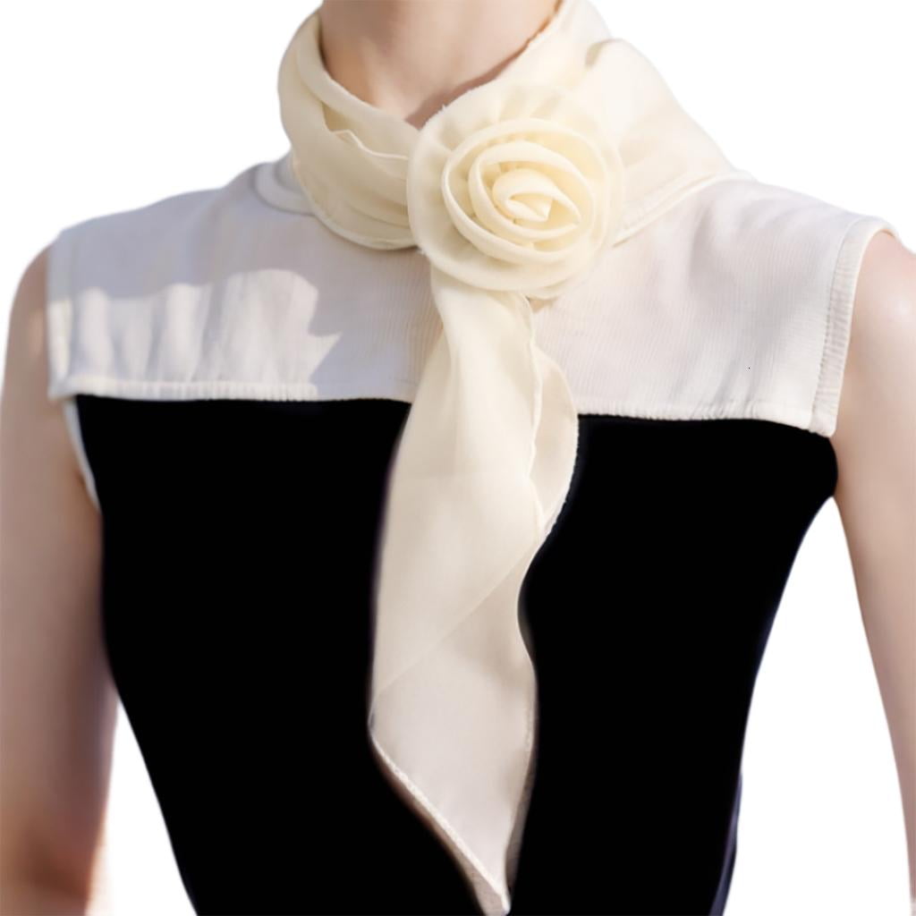 Giaone Decorative Rose Flower Necktie Small Silk Scarf for Girl Women ...