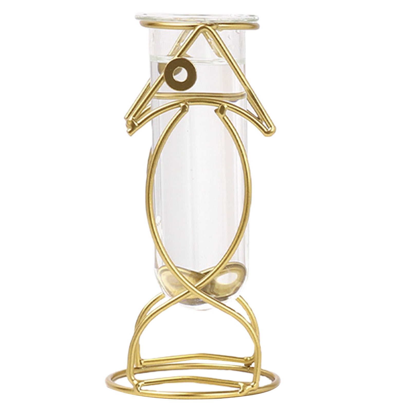 Giaone Desktop Glass Vase with Metal Frame Fish Shape Hydroponics ...