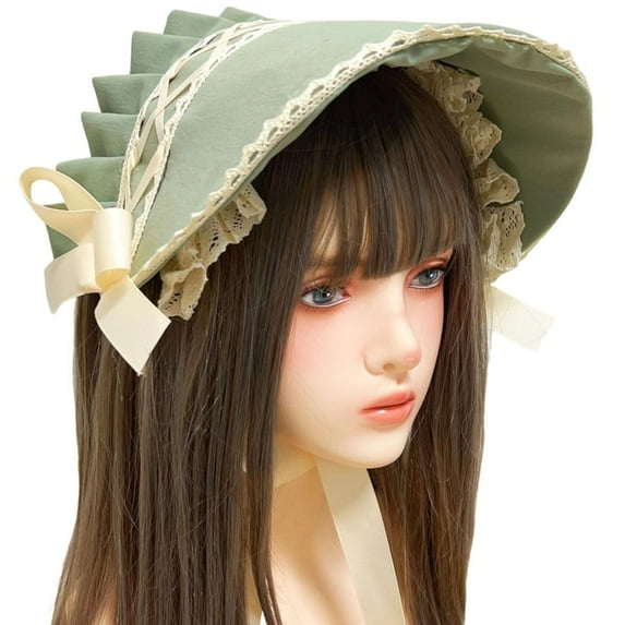 Giaone Elegant Lace Trim Hat Costume Headwear Victorian Bonnet Hat for ...