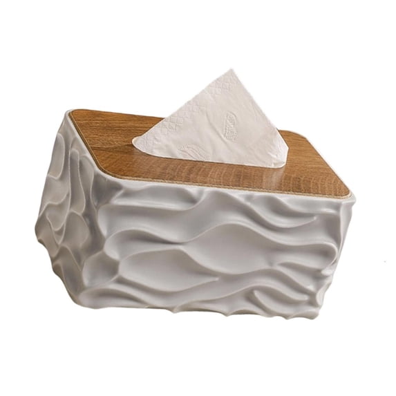 Giaone Elegant Wooden Top Tissue Holder With Waved Design Quick Access ...