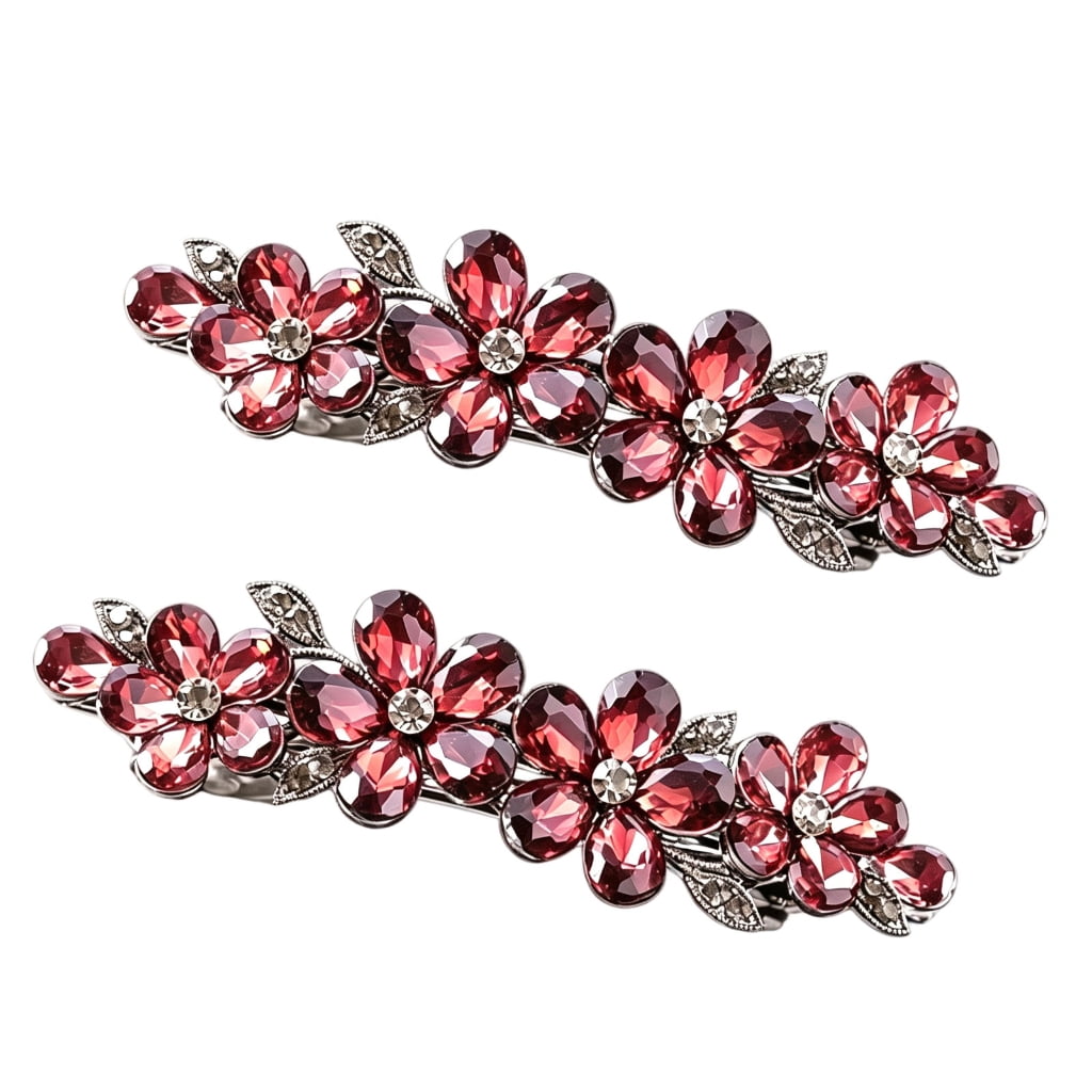 Giaone Faux Crystal Flower Hair Barrettes Hairpin for Updos and Half-Up ...