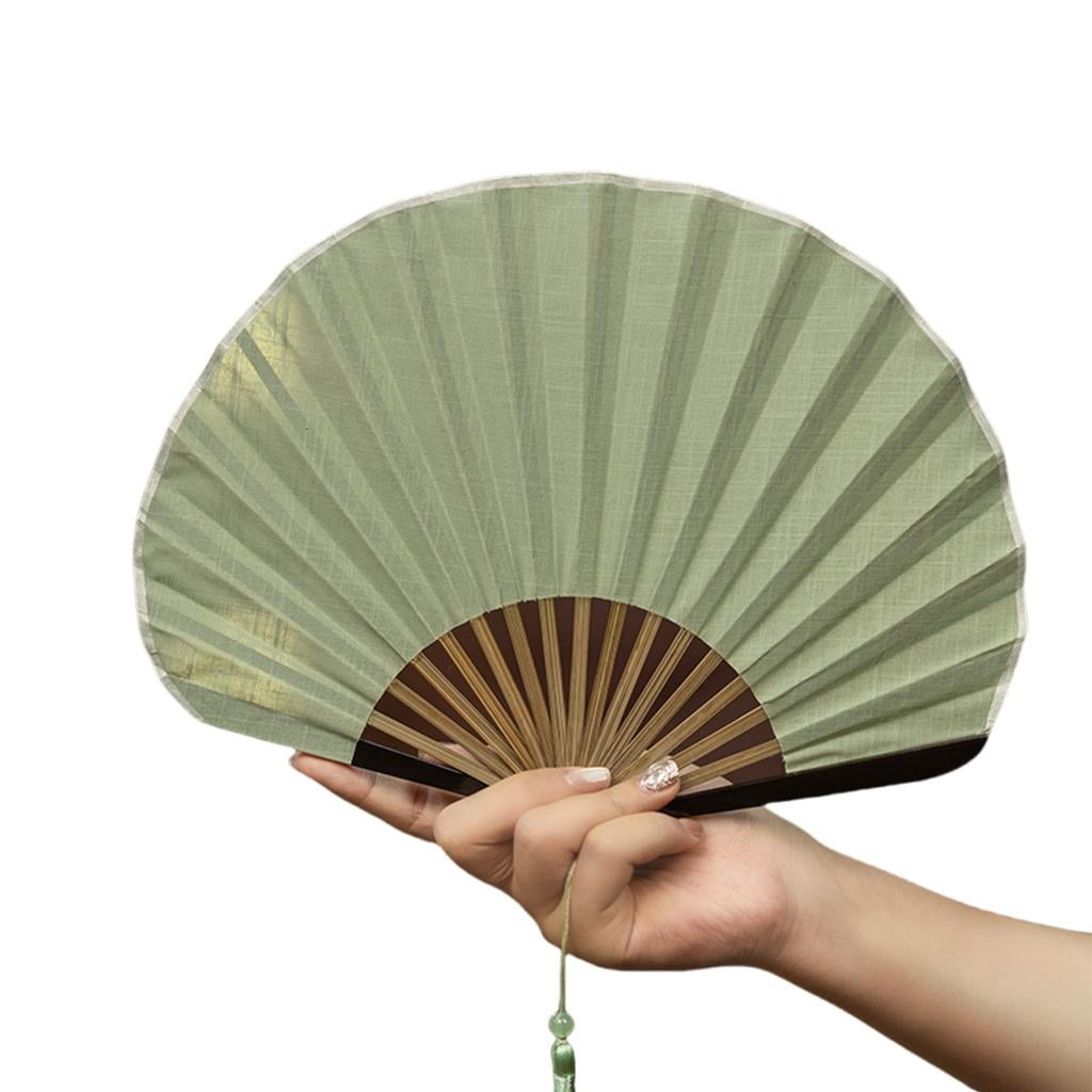 Giaone Foldable Shell Design Fan Cotton Blend Fabric With Wood Frame ...