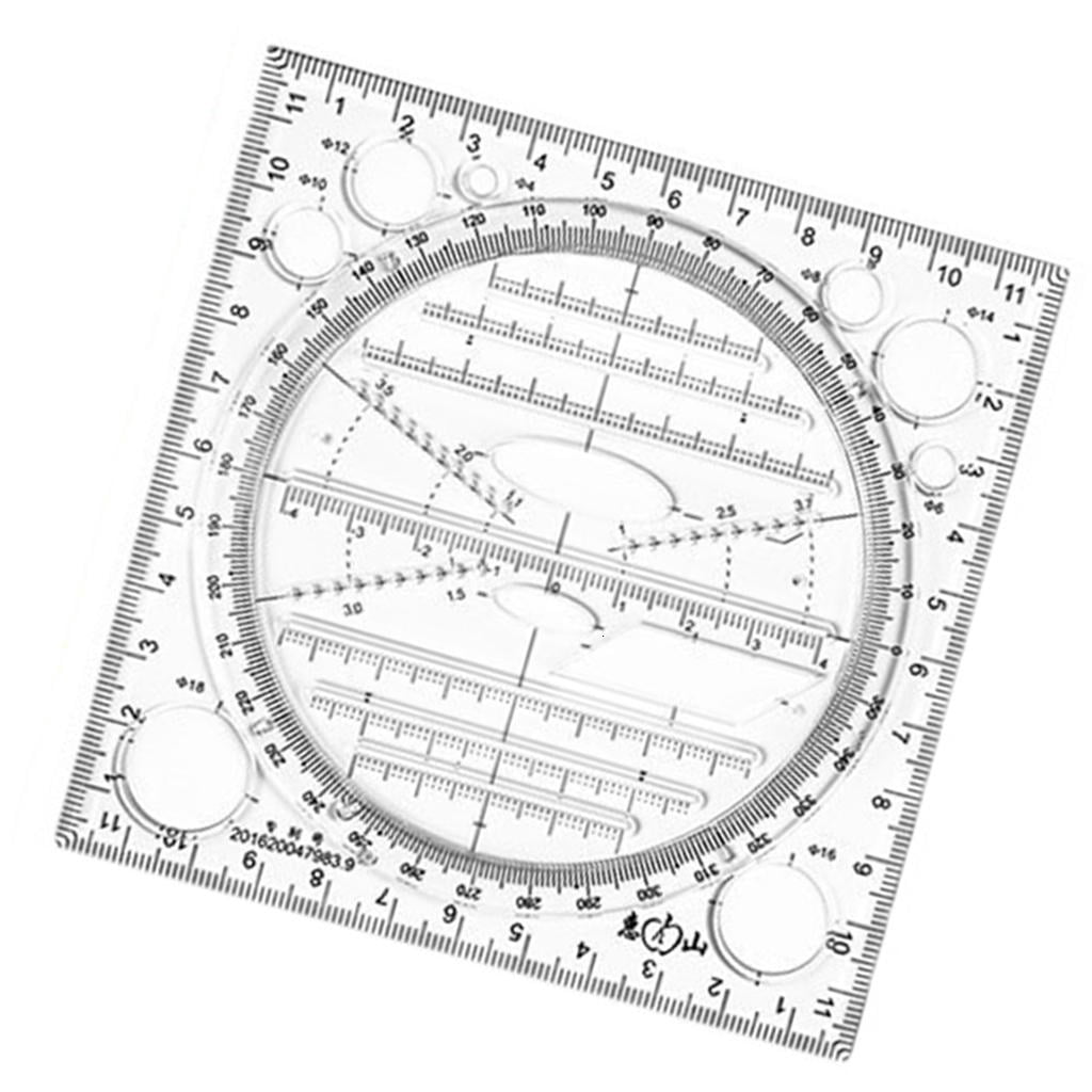 Giaone Geometric Ruler Plastic Draft Ruler Rotatable Ruler Template ...