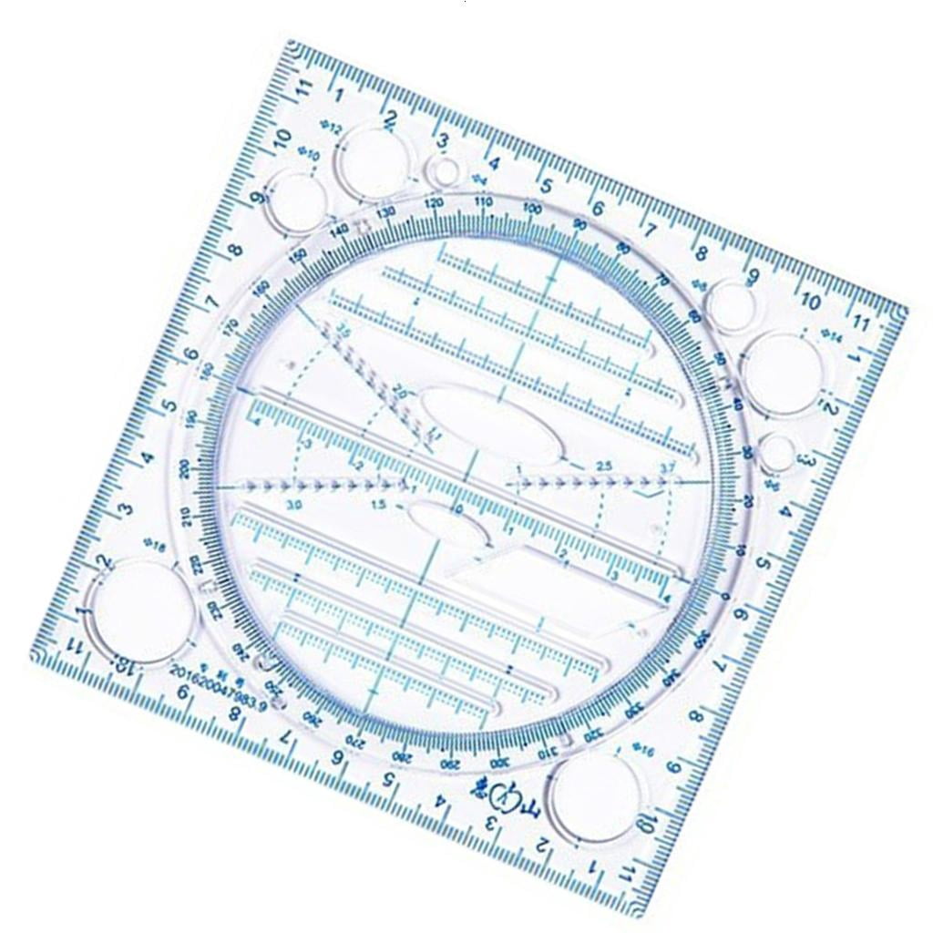 Giaone Geometric Ruler Plastic Draft Ruler Rotatable Ruler Template ...