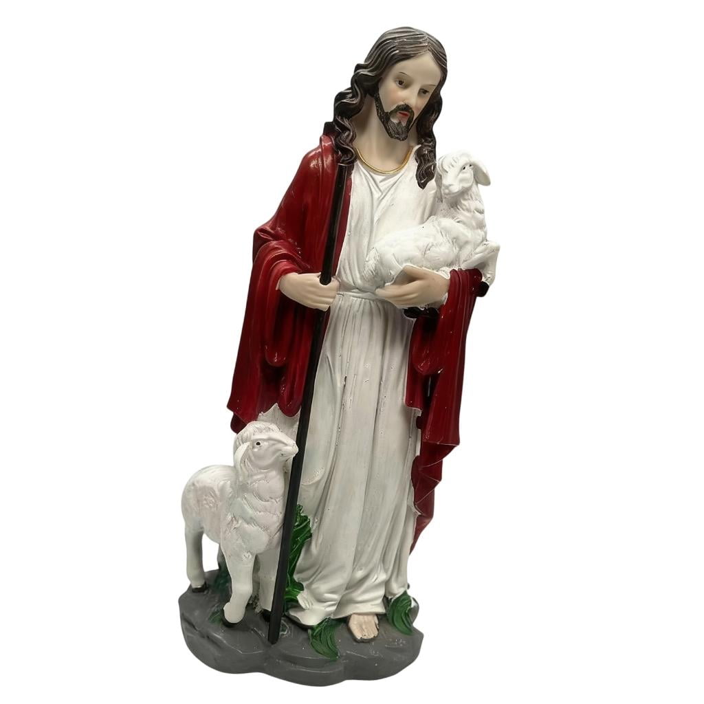 Giaone Good Shepherds Statue Jesuses Christ Figurine with Sheep ...