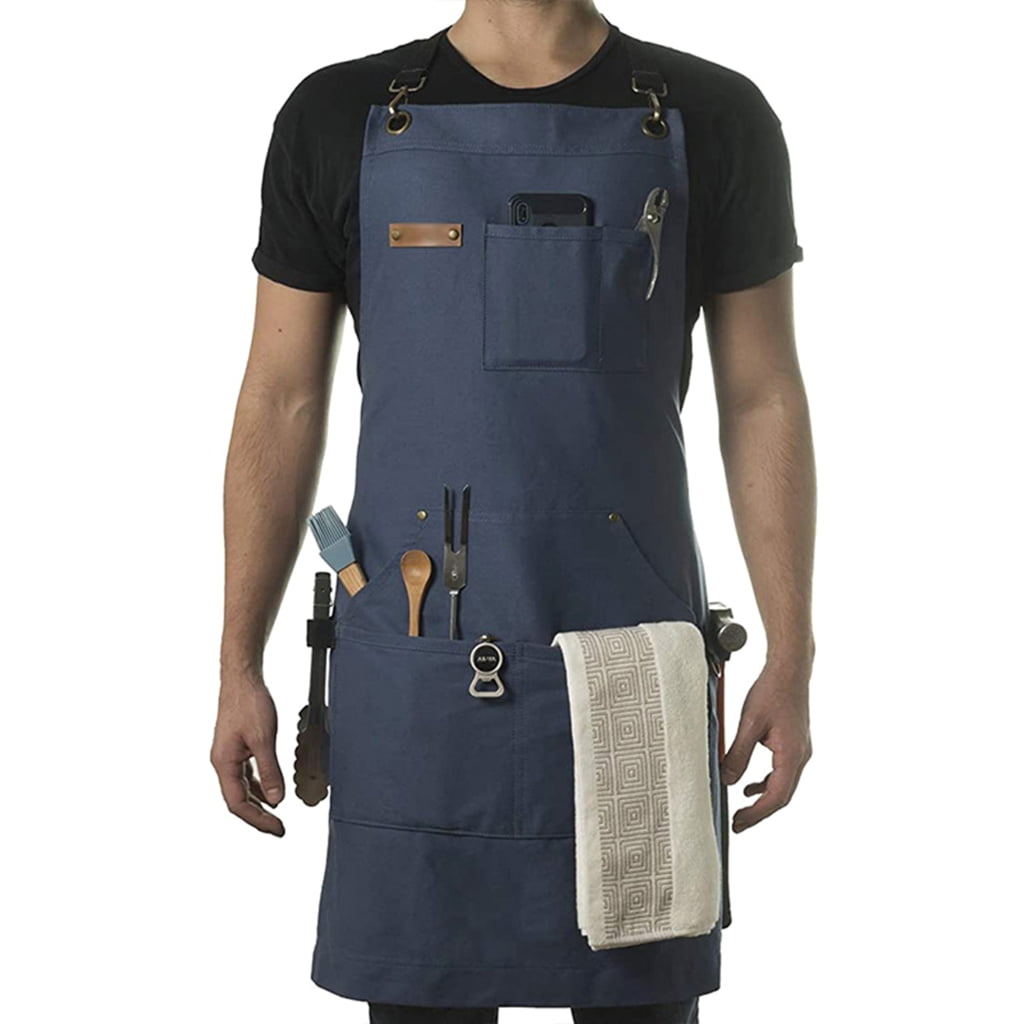 Giaone Heavy Duty Work Apron, Cotton Canvas, Adjustable Cross Back ...