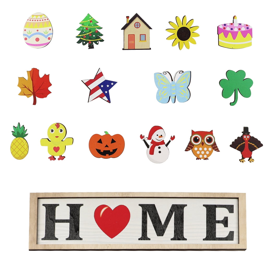 Giaone Interchangeable Front Door Home Sign with 15 Changeable Icon ...