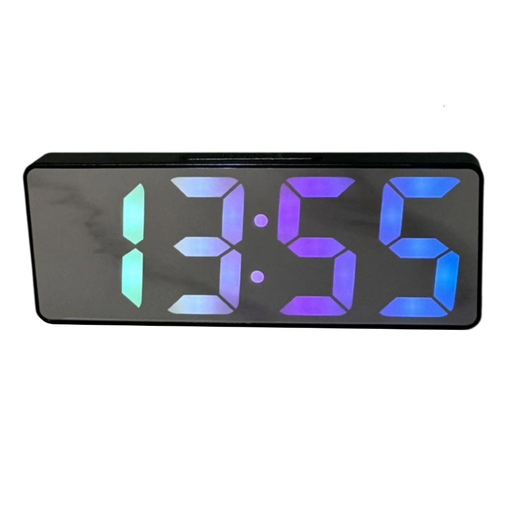 Giaone LED Mirror Alarm Clock USB Battery Operated Large Display With ...